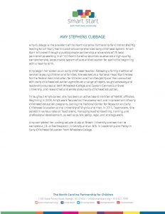 Amy Cubbage Bio April 2021 | Smart Start & The North Carolina ...