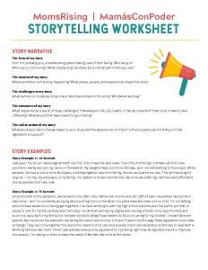 Storytelling Worksheet | Smart Start & The North Carolina Partnership ...